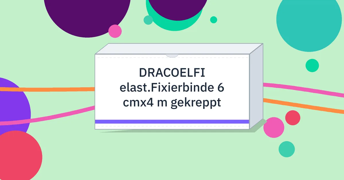 Symbolbild: Packung mit der Aufschrift DRACOELFI elast.Fixierbinde 6 cmx4 m gekreppt (PZN 00736273) – Verfügbarkeit und Bezug in Apotheken in Frankfurt am Main
