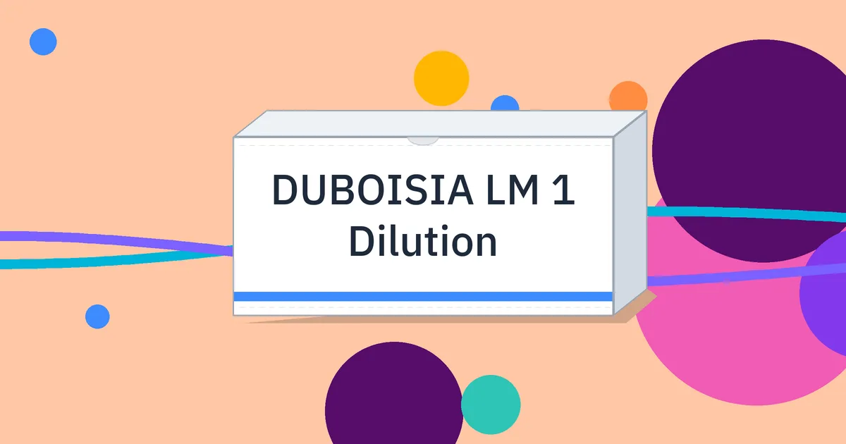 Symbolbild: Packung mit der Aufschrift DUBOISIA LM 1 Dilution (PZN 13466898) – Verfügbarkeit und Bezug in Apotheken in Frankfurt am Main