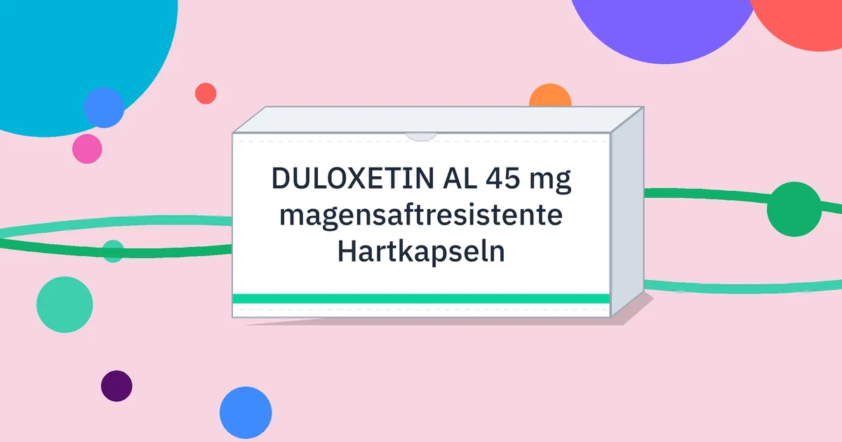 Symbolbild: Packung mit der Aufschrift DULOXETIN AL 45 mg magensaftresistente Hartkapseln (PZN 17545086) – Verfügbarkeit und Bezug in Apotheken in Frankfurt am Main