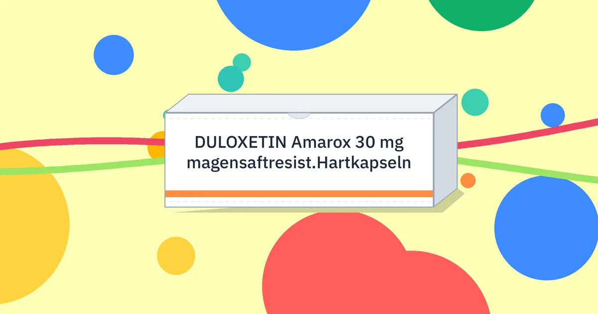 Symbolbild: Packung mit der Aufschrift DULOXETIN Amarox 30 mg magensaftresist.Hartkapseln (PZN 17932305) – Verfügbarkeit und Bezug in Apotheken in Frankfurt am Main