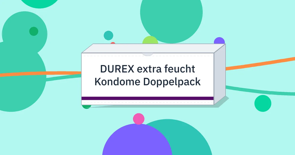 Symbolbild: Packung mit der Aufschrift DUREX extra feucht Kondome Doppelpack (PZN 16751777) – Verfügbarkeit und Bezug in Apotheken in Frankfurt am Main