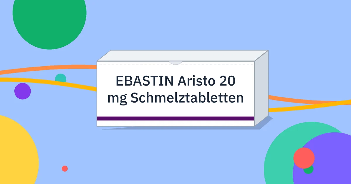 Symbolbild: Packung mit der Aufschrift EBASTIN Aristo 20 mg Schmelztabletten (PZN 10114182) – Verfügbarkeit und Bezug in Apotheken in Frankfurt am Main