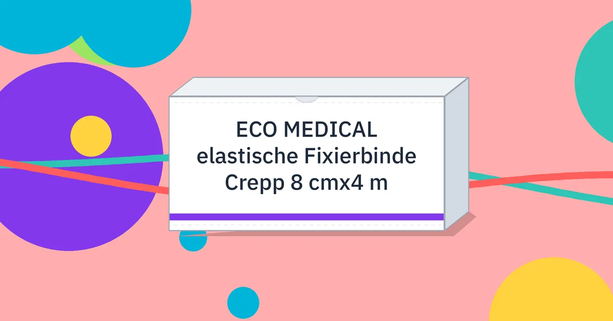 Symbolbild: Packung mit der Aufschrift ECO MEDICAL elastische Fixierbinde Crepp 8 cmx4 m (PZN 00754710) – Verfügbarkeit und Bezug in Apotheken in Frankfurt am Main