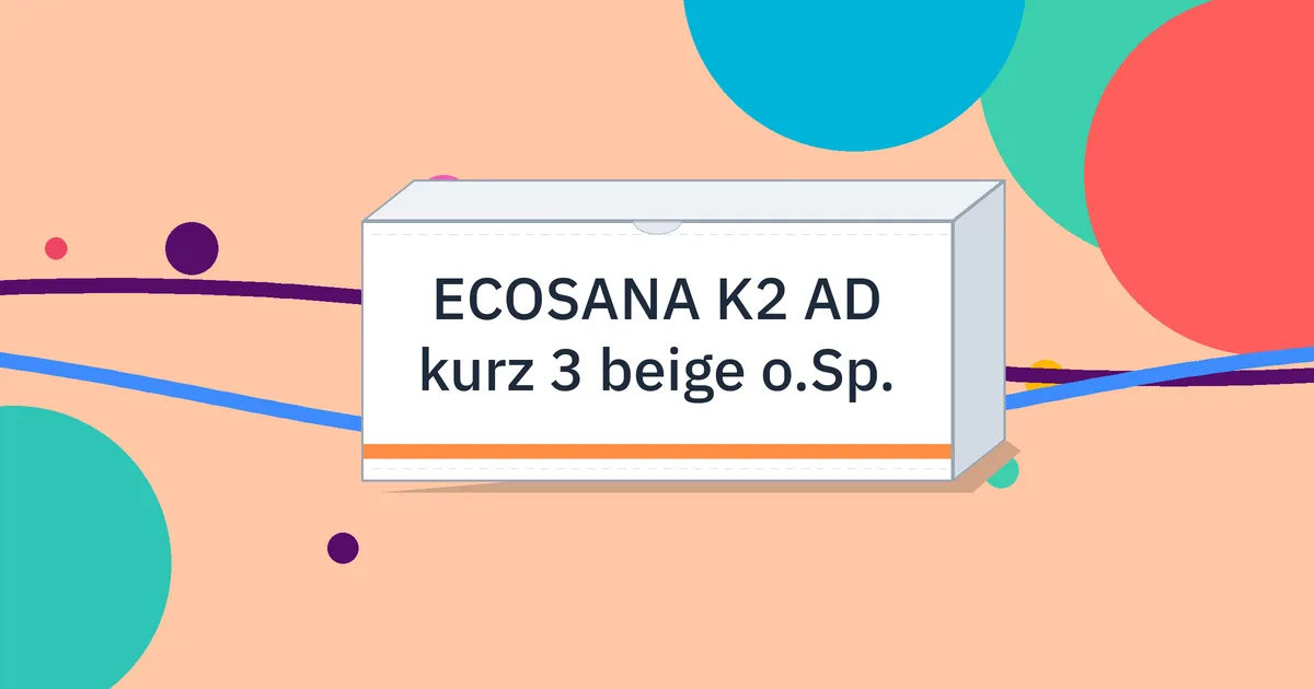 Symbolbild: Packung mit der Aufschrift ECOSANA K2 AD kurz 3 beige o.Sp. (PZN 01340548) – Verfügbarkeit und Bezug in Apotheken in Frankfurt am Main