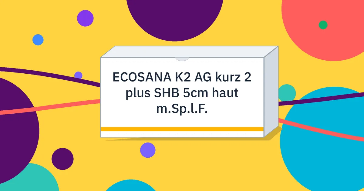 Symbolbild: Packung mit der Aufschrift ECOSANA K2 AG kurz 2 plus SHB 5cm haut m.Sp.l.F. (PZN 10955645) – Verfügbarkeit und Bezug in Apotheken in Frankfurt am Main