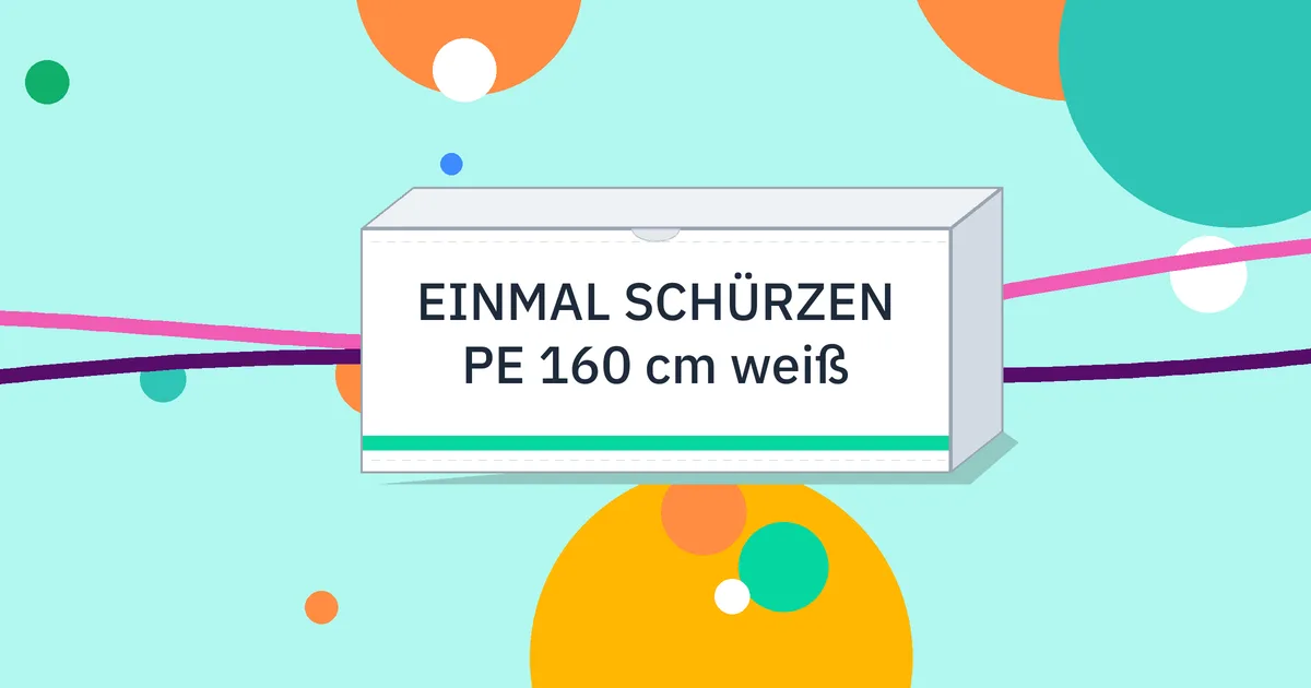 Symbolbild: Packung mit der Aufschrift EINMAL SCHÜRZEN PE 160 cm weiß (PZN 04353474) – Verfügbarkeit und Bezug in Apotheken in Frankfurt am Main