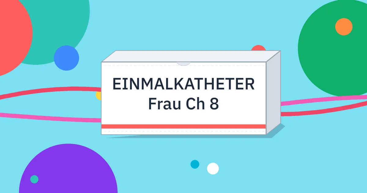 Symbolbild: Packung mit der Aufschrift EINMALKATHETER Frau Ch 8 (PZN 04476030) – Verfügbarkeit und Bezug in Apotheken in Frankfurt am Main