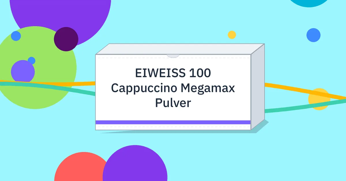Symbolbild: Packung mit der Aufschrift EIWEISS 100 Cappuccino Megamax Pulver (PZN 09198067) – Verfügbarkeit und Bezug in Apotheken in Frankfurt am Main