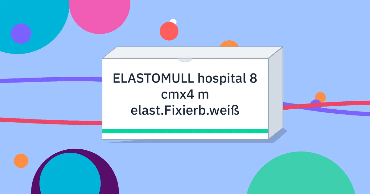 Symbolbild: Packung mit der Aufschrift ELASTOMULL hospital 8 cmx4 m elast.Fixierb.weiß (PZN 16027372) – Verfügbarkeit und Bezug in Apotheken in Frankfurt am Main