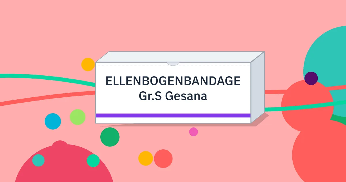 Symbolbild: Packung mit der Aufschrift ELLENBOGENBANDAGE Gr.S Gesana (PZN 03862216) – Verfügbarkeit und Bezug in Apotheken in Frankfurt am Main
