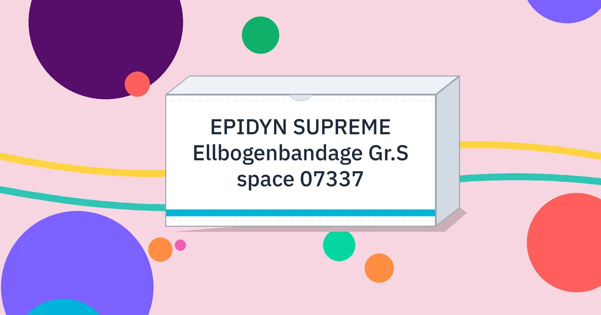 Symbolbild: Packung mit der Aufschrift EPIDYN SUPREME Ellbogenbandage Gr.S space 07337 (PZN 20095876) – Verfügbarkeit und Bezug in Apotheken in Frankfurt am Main