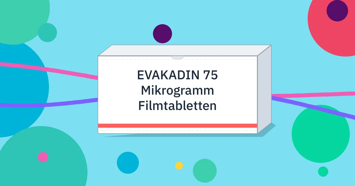 Symbolbild: Packung mit der Aufschrift EVAKADIN 75 Mikrogramm Filmtabletten (PZN 08454812) – Verfügbarkeit und Bezug in Apotheken in Frankfurt am Main
