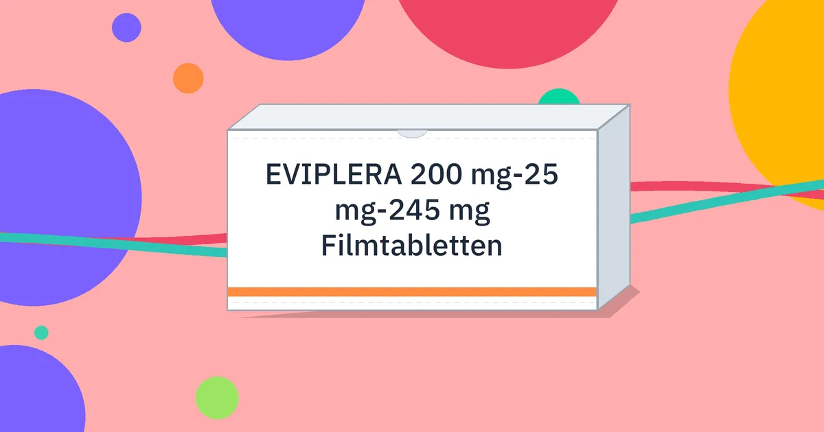 Symbolbild: Packung mit der Aufschrift EVIPLERA 200 mg-25 mg-245 mg Filmtabletten (PZN 11563775) – Verfügbarkeit und Bezug in Apotheken in Frankfurt am Main