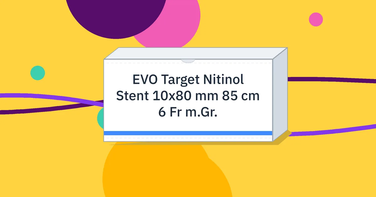 Symbolbild: Packung mit der Aufschrift EVO Target Nitinol Stent 10x80 mm 85 cm 6 Fr m.Gr. (PZN 00101876) – Verfügbarkeit und Bezug in Apotheken in Frankfurt am Main