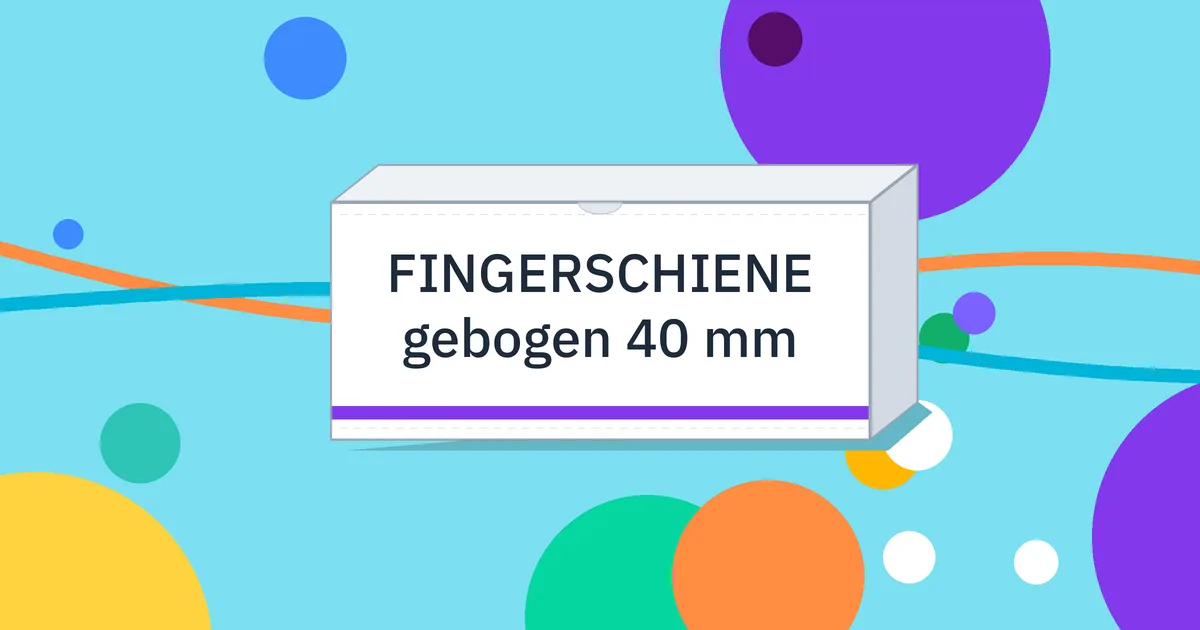Symbolbild: Packung mit der Aufschrift FINGERSCHIENE gebogen 40 mm (PZN 06999625) – Verfügbarkeit und Bezug in Apotheken in Frankfurt am Main