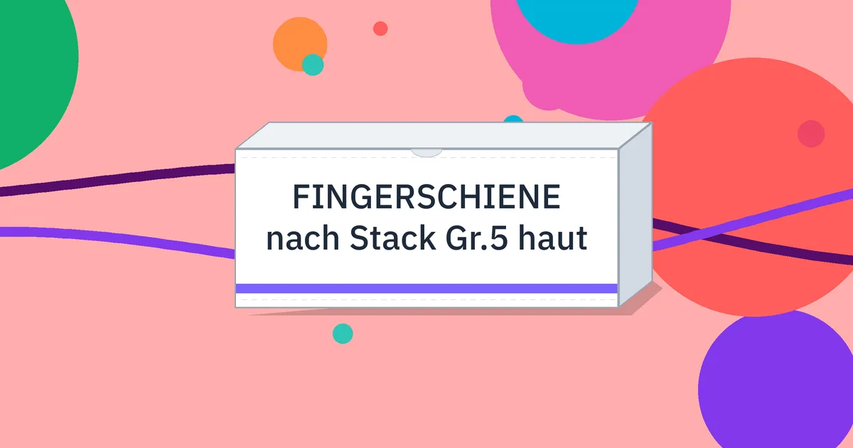 Symbolbild: Packung mit der Aufschrift FINGERSCHIENE nach Stack Gr.5 haut (PZN 07008269) – Verfügbarkeit und Bezug in Apotheken in Frankfurt am Main