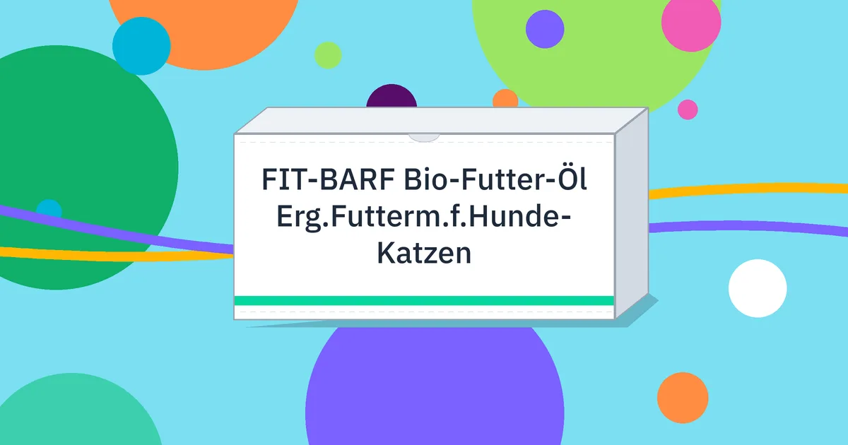Symbolbild: Packung mit der Aufschrift FIT-BARF Bio-Futter-Öl Erg.Futterm.f.Hunde-Katzen (PZN 16230914) – Verfügbarkeit und Bezug in Apotheken in Frankfurt am Main