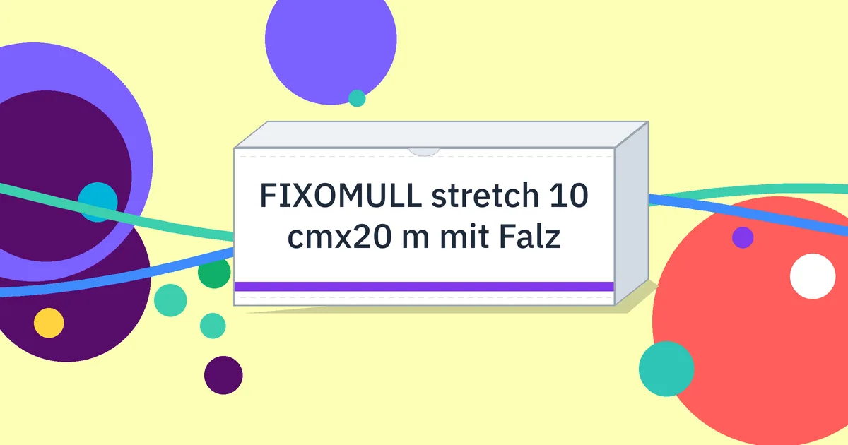 Symbolbild: Packung mit der Aufschrift FIXOMULL stretch 10 cmx20 m mit Falz (PZN 12776705) – Verfügbarkeit und Bezug in Apotheken in Frankfurt am Main
