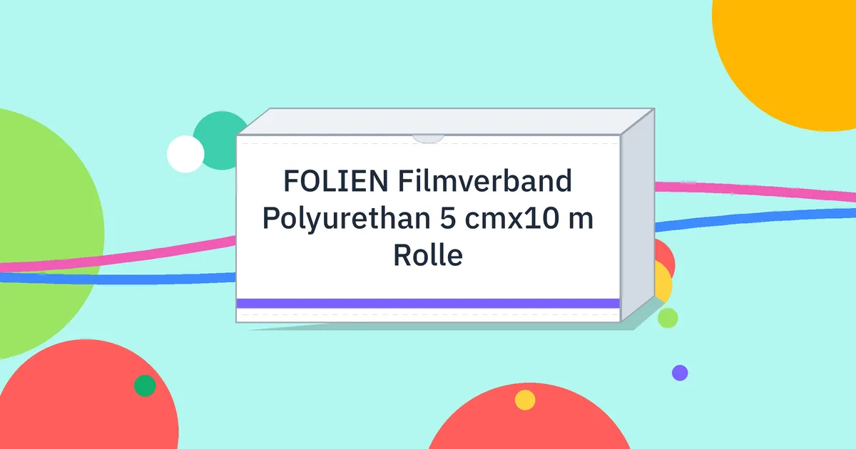 Symbolbild: Packung mit der Aufschrift FOLIEN Filmverband Polyurethan 5 cmx10 m Rolle (PZN 17563492) – Verfügbarkeit und Bezug in Apotheken in Frankfurt am Main