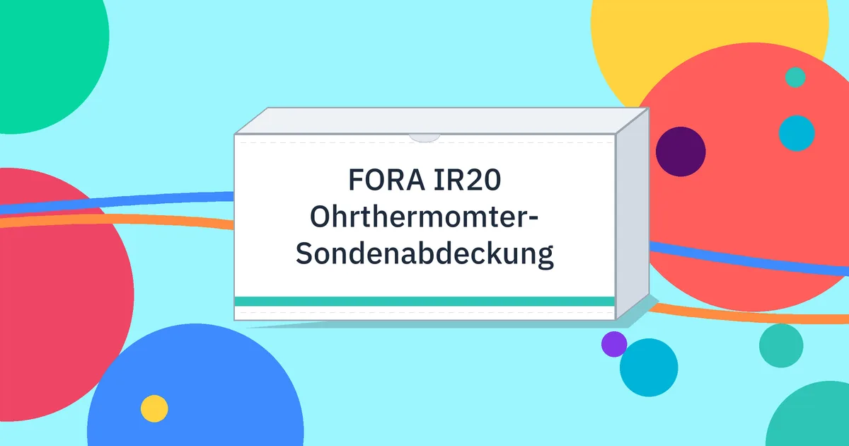 Symbolbild: Packung mit der Aufschrift FORA IR20 Ohrthermomter-Sondenabdeckung (PZN 16228343) – Verfügbarkeit und Bezug in Apotheken in Frankfurt am Main