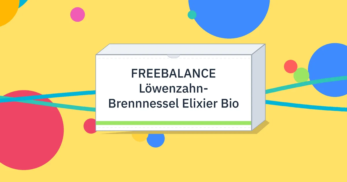 Symbolbild: Packung mit der Aufschrift FREEBALANCE Löwenzahn-Brennnessel Elixier Bio (PZN 18893004) – Verfügbarkeit und Bezug in Apotheken in Frankfurt am Main