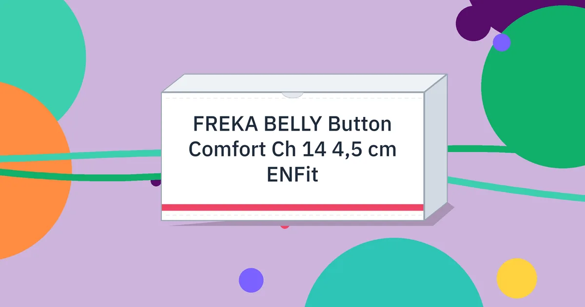 Symbolbild: Packung mit der Aufschrift FREKA BELLY Button Comfort Ch 14 4,5 cm ENFit (PZN 11481729) – Verfügbarkeit und Bezug in Apotheken in Frankfurt am Main