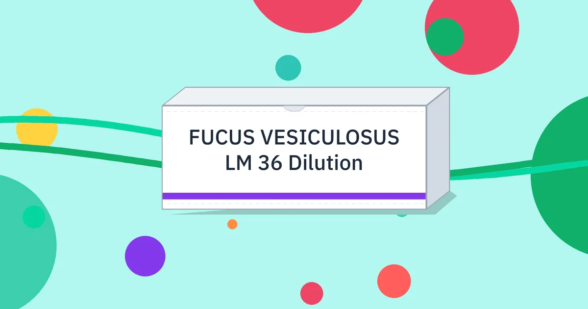 Symbolbild: Packung mit der Aufschrift FUCUS VESICULOSUS LM 36 Dilution (PZN 13493180) – Verfügbarkeit und Bezug in Apotheken in Frankfurt am Main