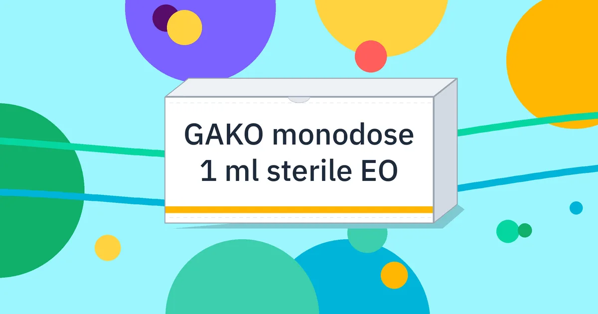 Symbolbild: Packung mit der Aufschrift GAKO monodose 1 ml sterile EO (PZN 18424545) – Verfügbarkeit und Bezug in Apotheken in Frankfurt am Main