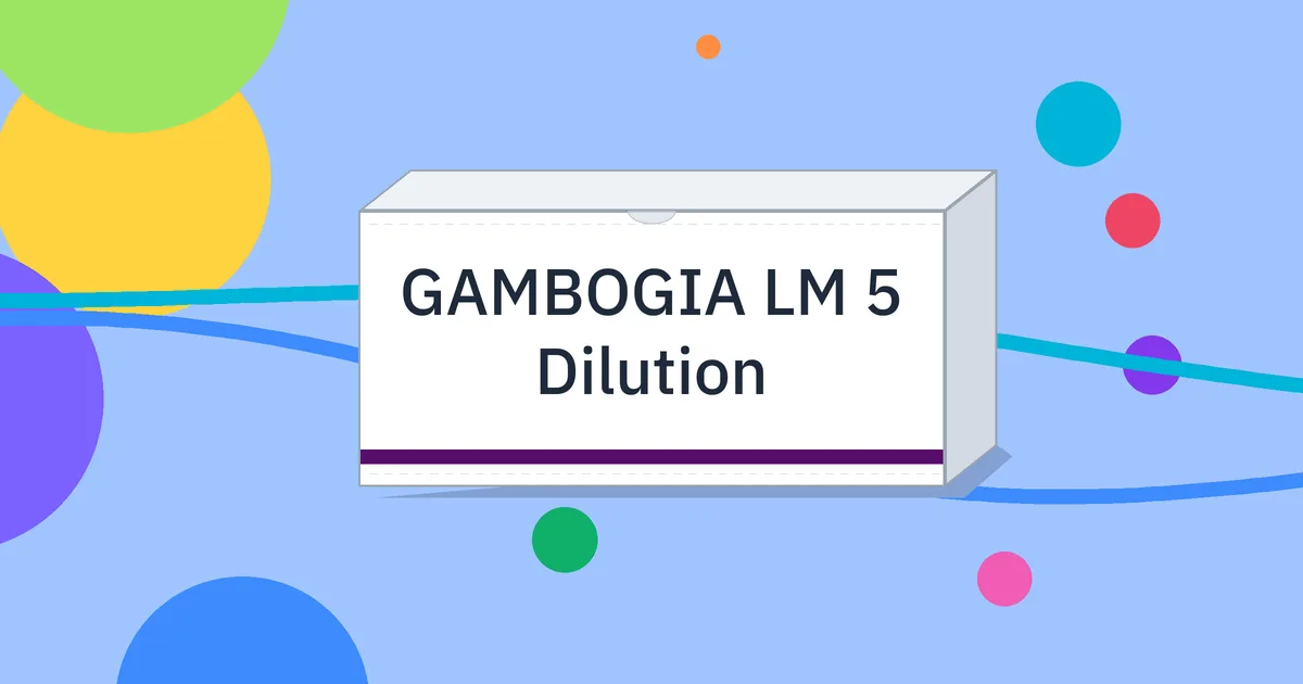 Symbolbild: Packung mit der Aufschrift GAMBOGIA LM 5 Dilution (PZN 13498415) – Verfügbarkeit und Bezug in Apotheken in Frankfurt am Main