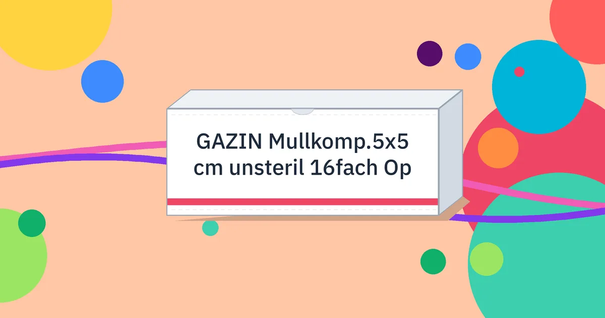 Symbolbild: Packung mit der Aufschrift GAZIN Mullkomp.5x5 cm unsteril 16fach Op (PZN 17851512) – Verfügbarkeit und Bezug in Apotheken in Frankfurt am Main