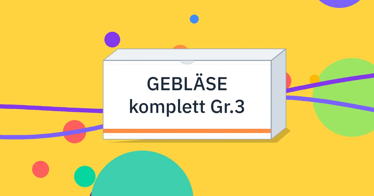 Symbolbild: Packung mit der Aufschrift GEBLÄSE komplett Gr.3 (PZN 01962480) – Verfügbarkeit und Bezug in Apotheken in Frankfurt am Main