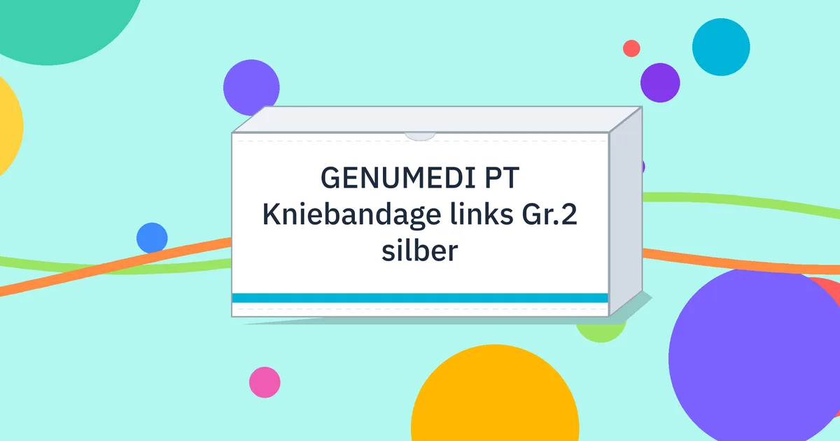Symbolbild: Packung mit der Aufschrift GENUMEDI PT Kniebandage links Gr.2 silber (PZN 15313897) – Verfügbarkeit und Bezug in Apotheken in Frankfurt am Main
