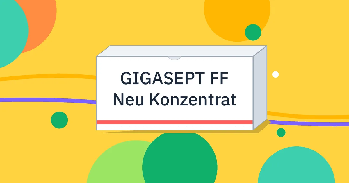 Symbolbild: Packung mit der Aufschrift GIGASEPT FF Neu Konzentrat (PZN 18501205) – Verfügbarkeit und Bezug in Apotheken in Frankfurt am Main