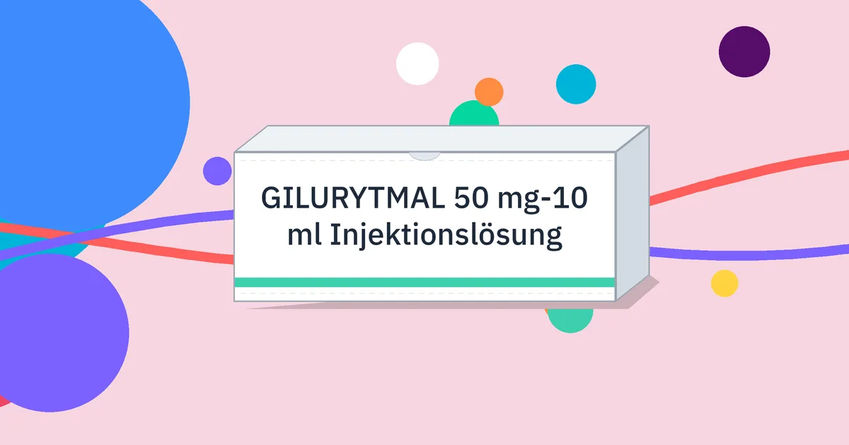 Symbolbild: Packung mit der Aufschrift GILURYTMAL 50 mg-10 ml Injektionslösung (PZN 00480299) – Verfügbarkeit und Bezug in Apotheken in Frankfurt am Main