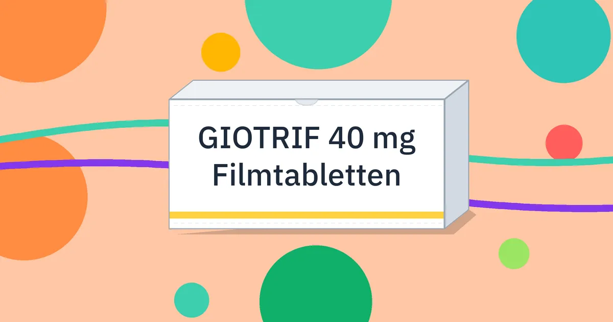 Symbolbild: Packung mit der Aufschrift GIOTRIF 40 mg Filmtabletten (PZN 11852634) – Verfügbarkeit und Bezug in Apotheken in Frankfurt am Main