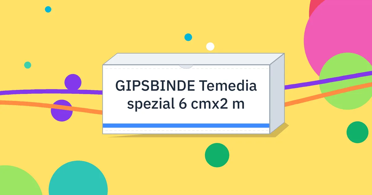 Symbolbild: Packung mit der Aufschrift GIPSBINDE Temedia spezial 6 cmx2 m (PZN 07280741) – Verfügbarkeit und Bezug in Apotheken in Frankfurt am Main