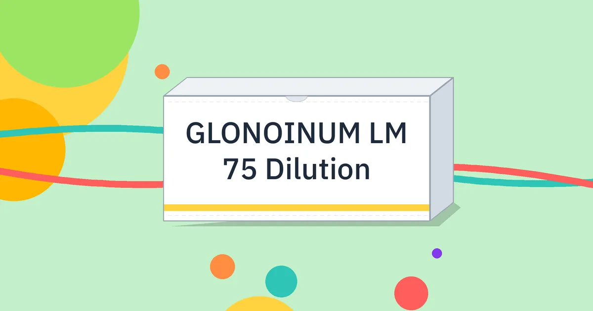 Symbolbild: Packung mit der Aufschrift GLONOINUM LM 75 Dilution (PZN 12879210) – Verfügbarkeit und Bezug in Apotheken in Frankfurt am Main