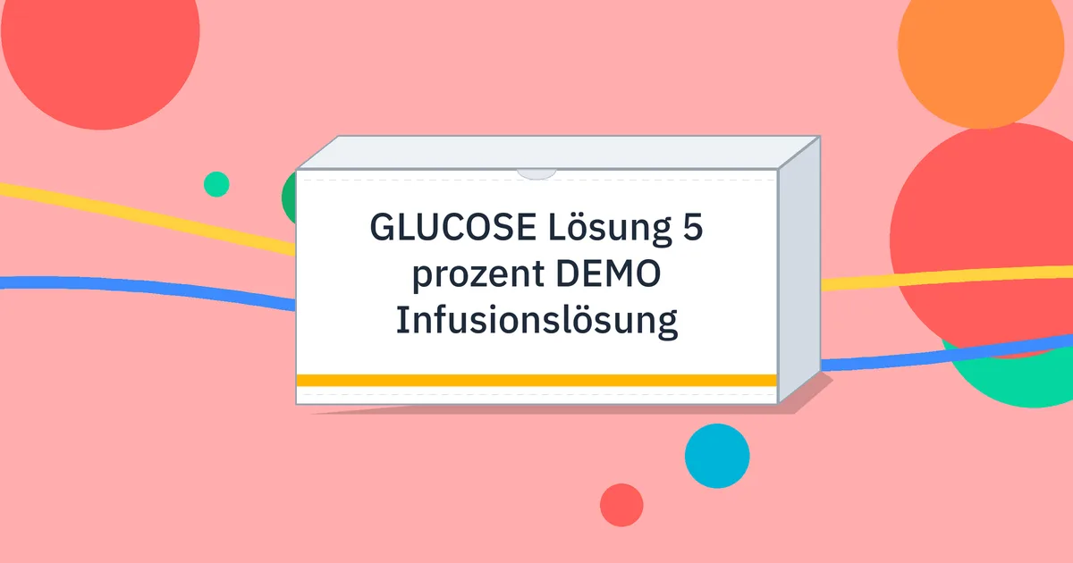Symbolbild: Packung mit der Aufschrift GLUCOSE Lösung 5 prozent DEMO Infusionslösung (PZN 10275318) – Verfügbarkeit und Bezug in Apotheken in Frankfurt am Main