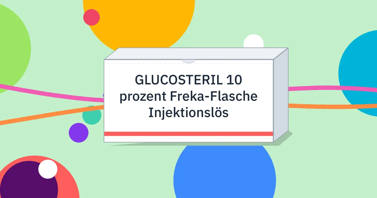 Symbolbild: Packung mit der Aufschrift GLUCOSTERIL 10 prozent Freka-Flasche Injektionslös (PZN 06178466) – Verfügbarkeit und Bezug in Apotheken in Frankfurt am Main