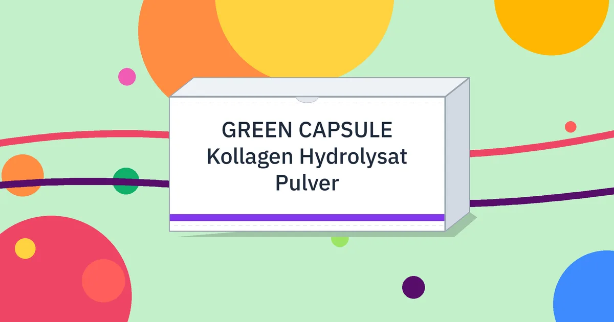 Symbolbild: Packung mit der Aufschrift GREEN CAPSULE Kollagen Hydrolysat Pulver (PZN 18886292) – Verfügbarkeit und Bezug in Apotheken in Frankfurt am Main