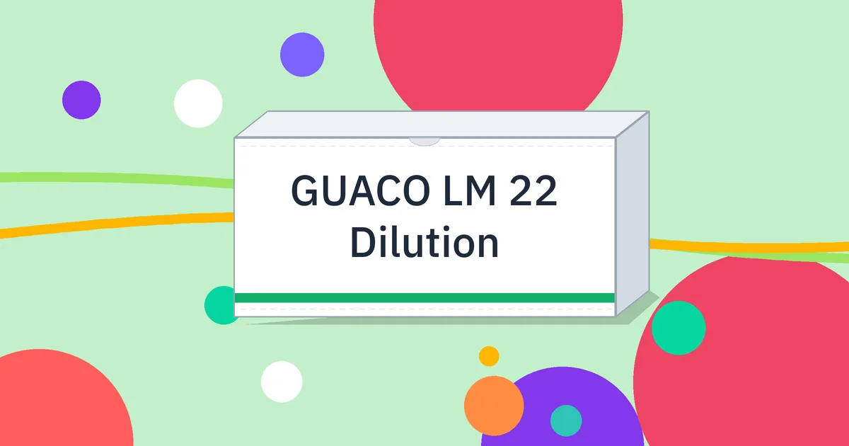 Symbolbild: Packung mit der Aufschrift GUACO LM 22 Dilution (PZN 13548076) – Verfügbarkeit und Bezug in Apotheken in Frankfurt am Main