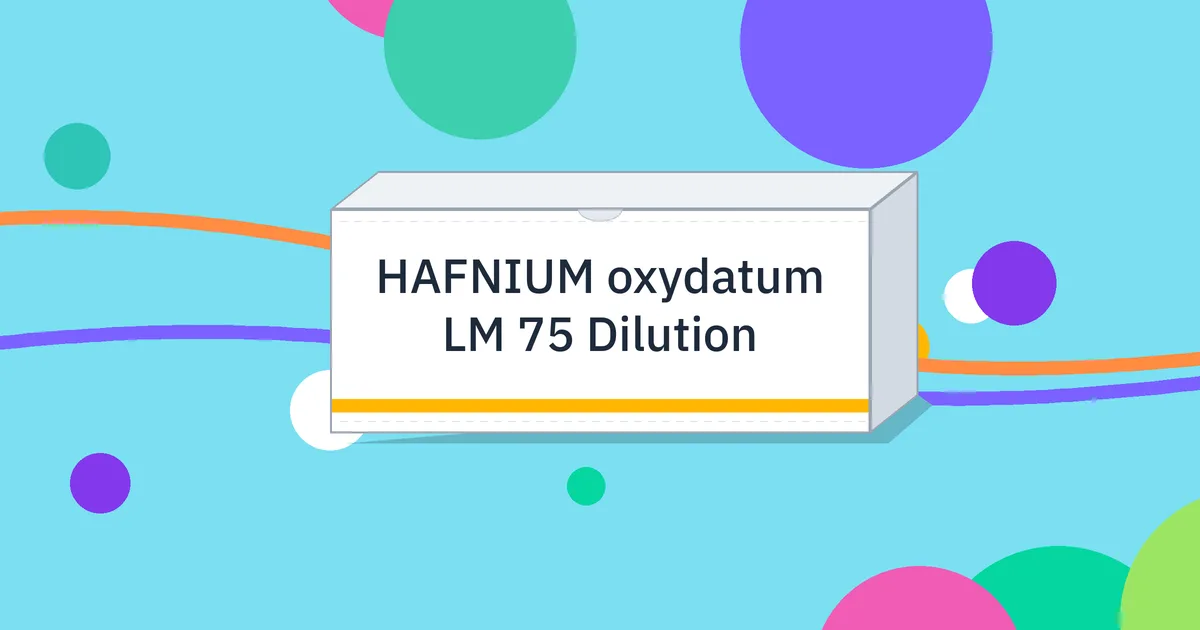 Symbolbild: Packung mit der Aufschrift HAFNIUM oxydatum LM 75 Dilution (PZN 13550021) – Verfügbarkeit und Bezug in Apotheken in Frankfurt am Main