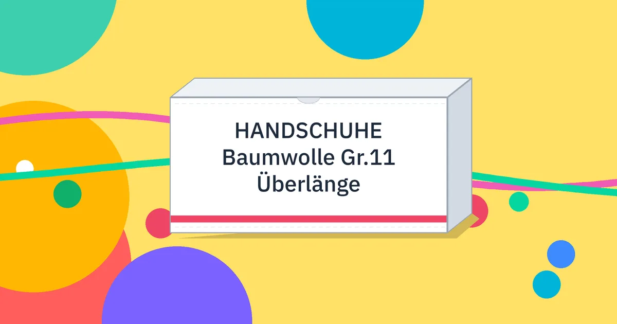 Symbolbild: Packung mit der Aufschrift HANDSCHUHE Baumwolle Gr.11 Überlänge (PZN 07345601) – Verfügbarkeit und Bezug in Apotheken in Frankfurt am Main