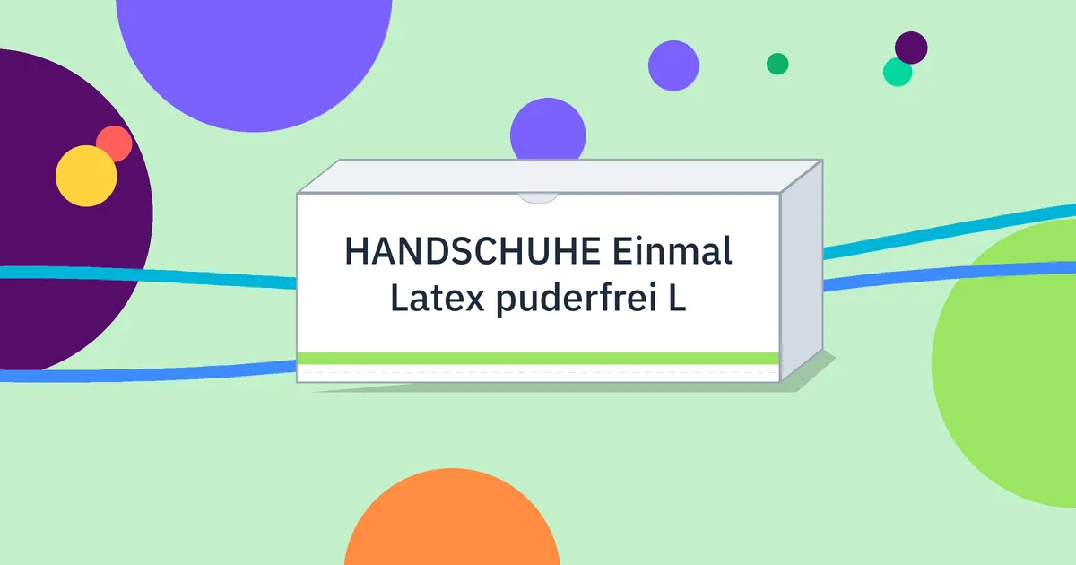 Symbolbild: Packung mit der Aufschrift HANDSCHUHE Einmal Latex puderfrei L (PZN 00990267) – Verfügbarkeit und Bezug in Apotheken in Frankfurt am Main