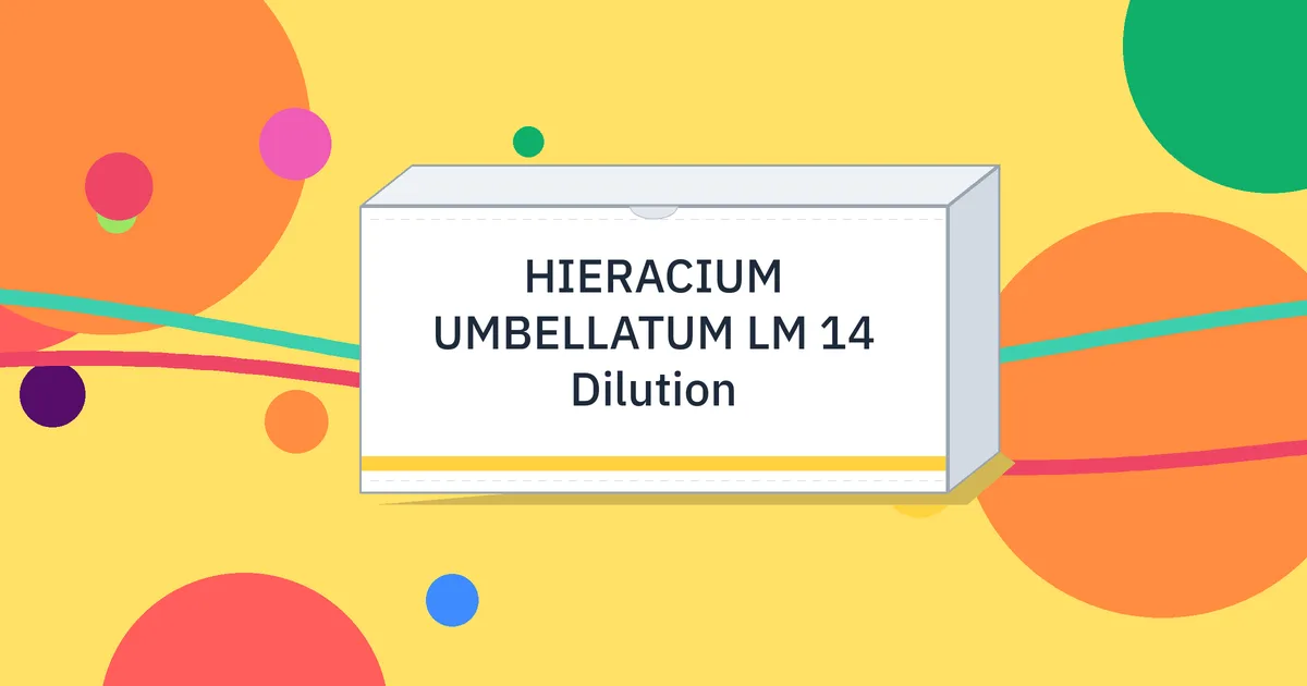 Symbolbild: Packung mit der Aufschrift HIERACIUM UMBELLATUM LM 14 Dilution (PZN 13553930) – Verfügbarkeit und Bezug in Apotheken in Frankfurt am Main