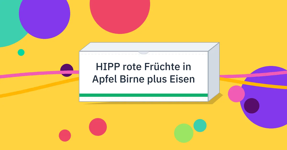 Symbolbild: Packung mit der Aufschrift HIPP rote Früchte in Apfel Birne plus Eisen (PZN 16389230) – Verfügbarkeit und Bezug in Apotheken in Frankfurt am Main