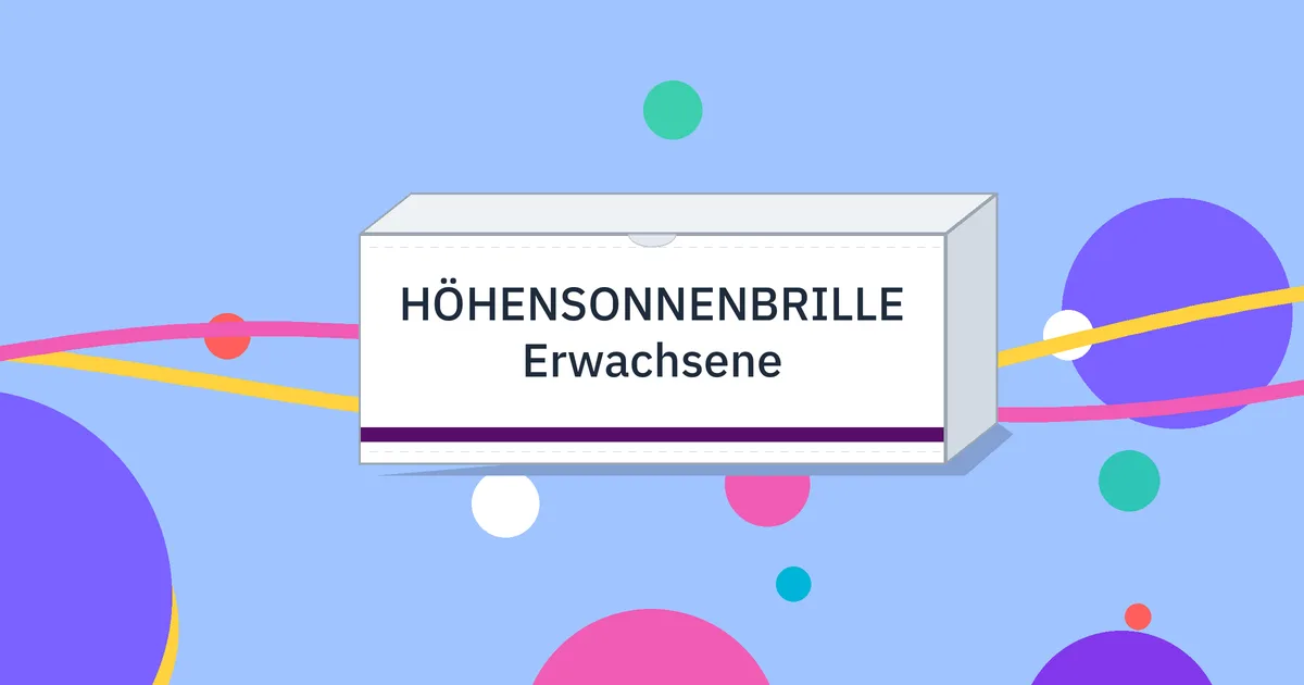 Symbolbild: Packung mit der Aufschrift HÖHENSONNENBRILLE Erwachsene (PZN 04838881) – Verfügbarkeit und Bezug in Apotheken in Frankfurt am Main