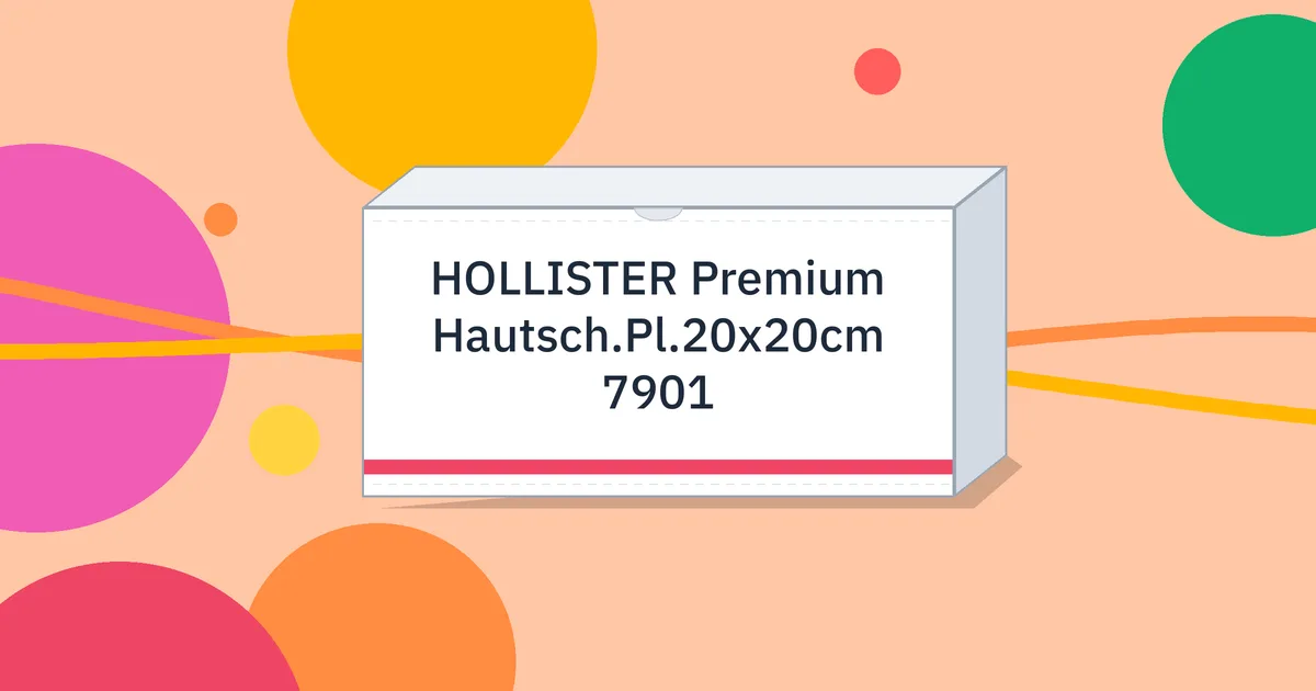 Symbolbild: Packung mit der Aufschrift HOLLISTER Premium Hautsch.Pl.20x20cm 7901 (PZN 03133569) – Verfügbarkeit und Bezug in Apotheken in Frankfurt am Main