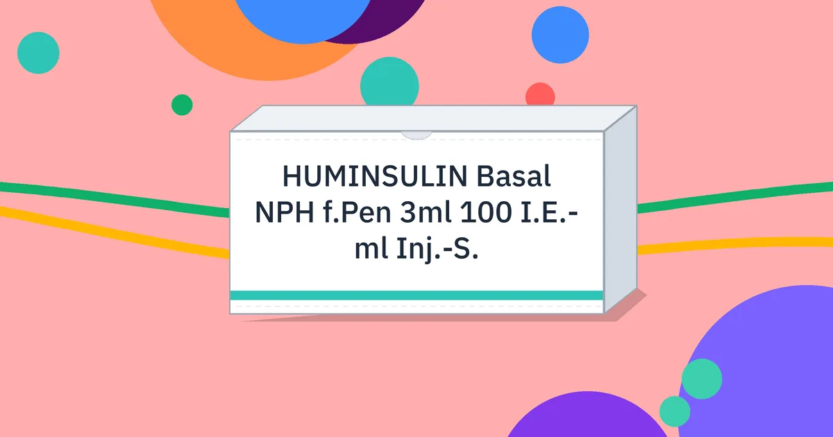 Symbolbild: Packung mit der Aufschrift HUMINSULIN Basal NPH f.Pen 3ml 100 I.E.-ml Inj.-S. (PZN 16748456) – Verfügbarkeit und Bezug in Apotheken in Frankfurt am Main