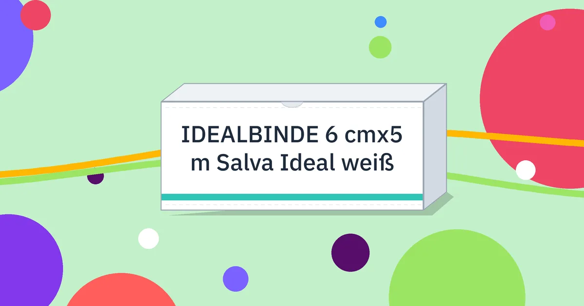 Symbolbild: Packung mit der Aufschrift IDEALBINDE 6 cmx5 m Salva Ideal weiß (PZN 17152240) – Verfügbarkeit und Bezug in Apotheken in Frankfurt am Main